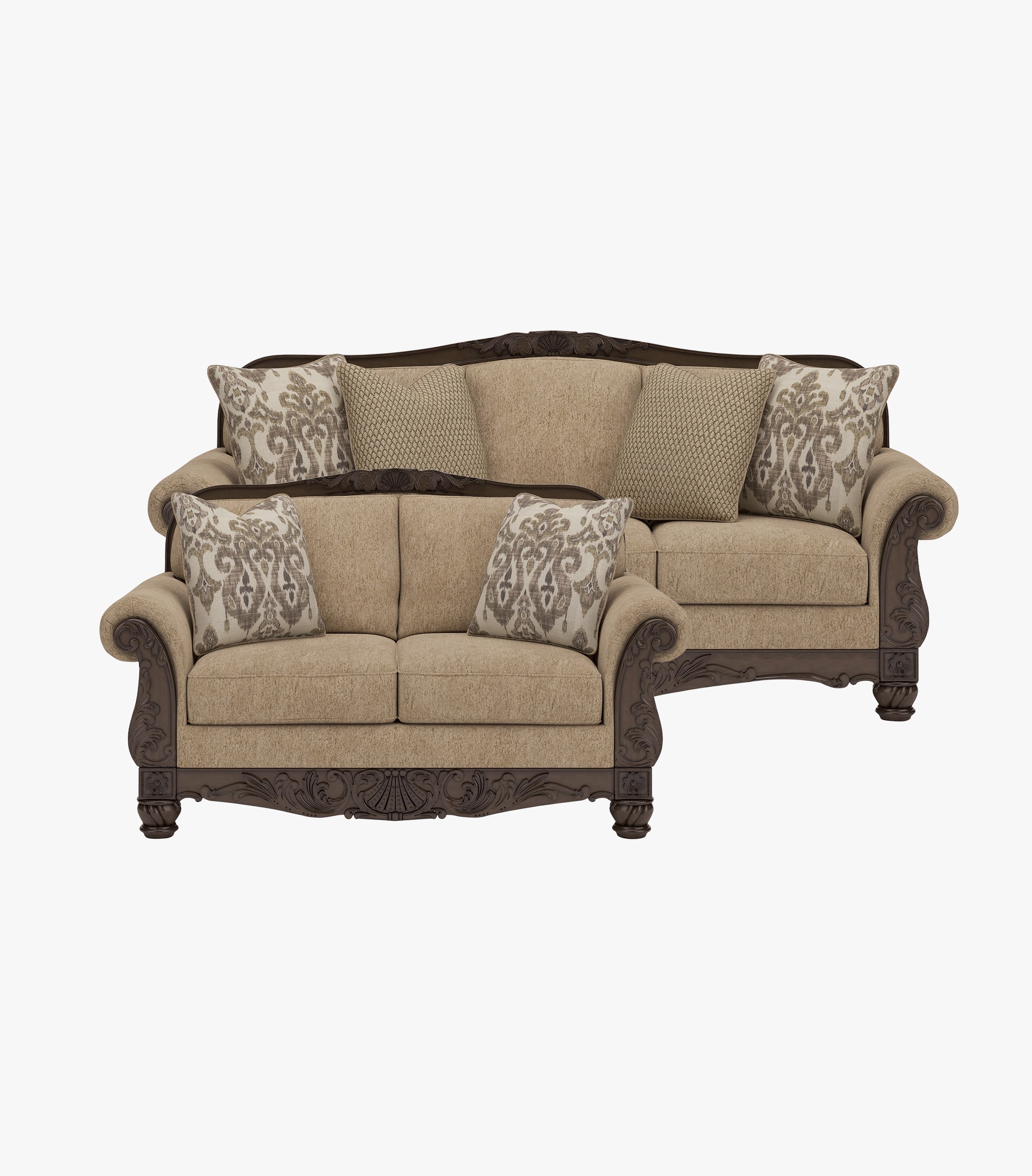 Sala Stanmore de tela color café - Sofá y Love Seat – R. Torres Muebles